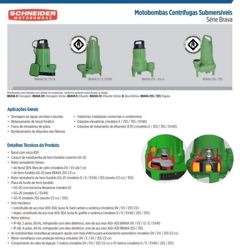 Bomba Submersível Schneider Brava EV40 4 cv Trifásica - Bomba Schneider ...